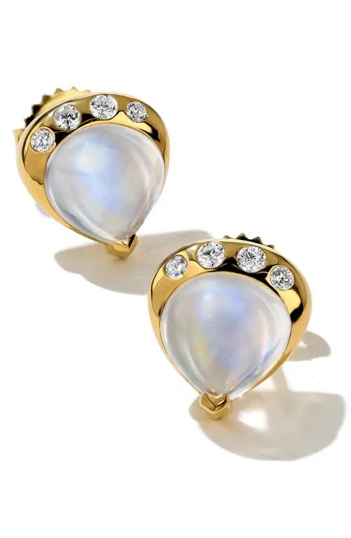 MARK HENRY Gumdrop & Diamond Stud Earrings - Moonstone