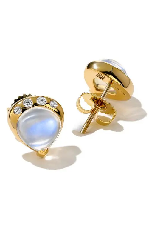 MARK HENRY Gumdrop & Diamond Stud Earrings - Moonstone