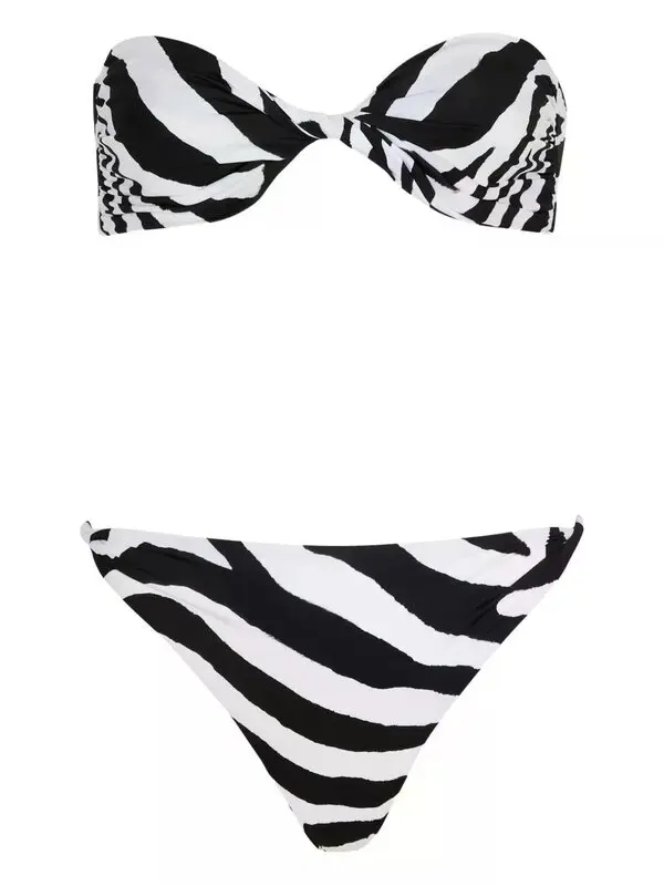 Balmain Zebra-pattern Bikini - White