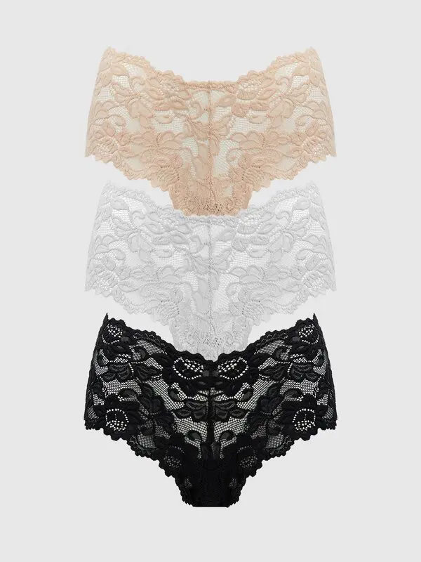 Frederick's Of Hollywood Jessica Lace Cheeky 3 Pack - Multi-color