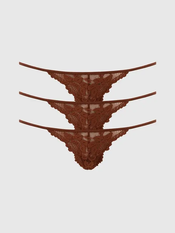 Frederick's Of Hollywood Jessica Lace Mini G-string 3 Pack - Multi-color