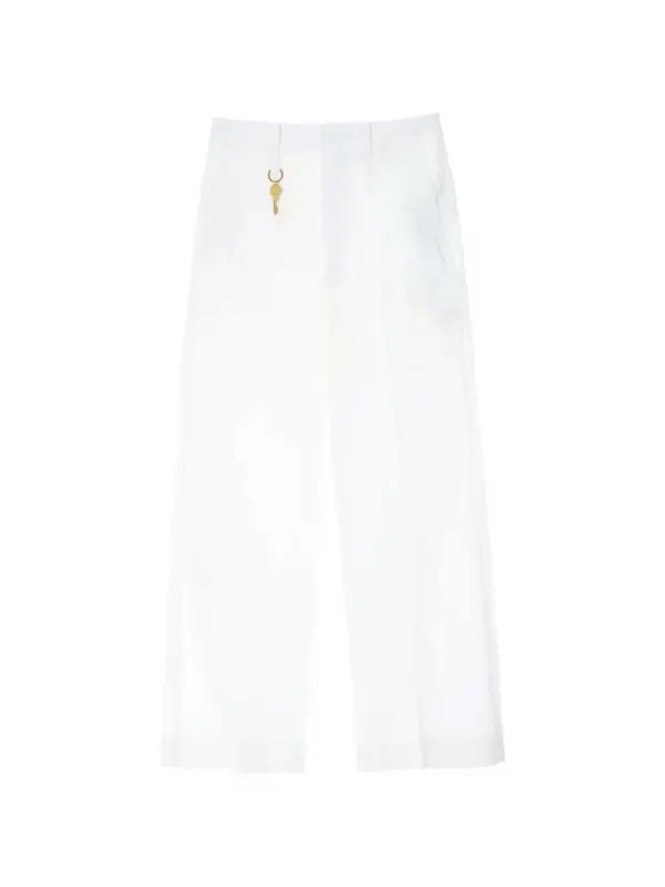 Carven Off- Wide-leg Trousers With Attached Keyring