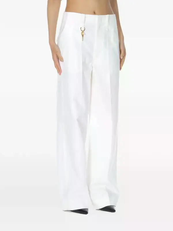 Carven Off- Wide-leg Trousers With Attached Keyring