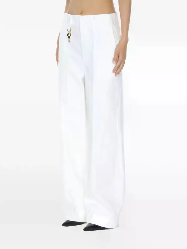 Carven Off- Wide-leg Trousers With Attached Keyring