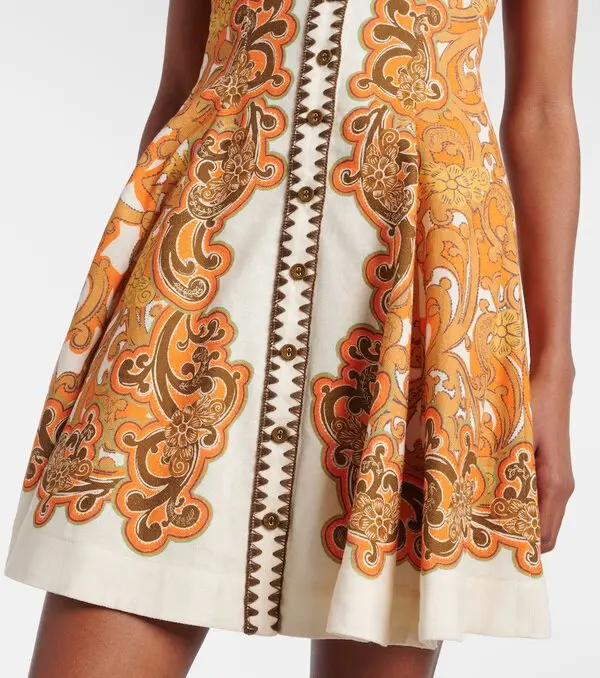 ALEMAIS Printed Linen And Cotton Minidress
