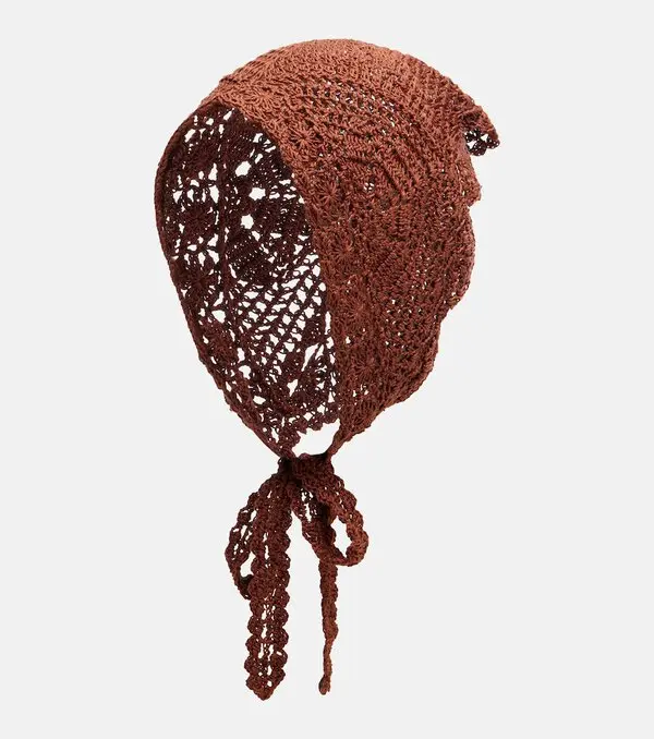 Anna Kosturova Crochet Cotton Scarf - Brown