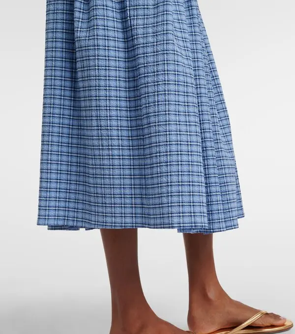 Faithfull The Brand Agora Checked Cotton Midi Skirt