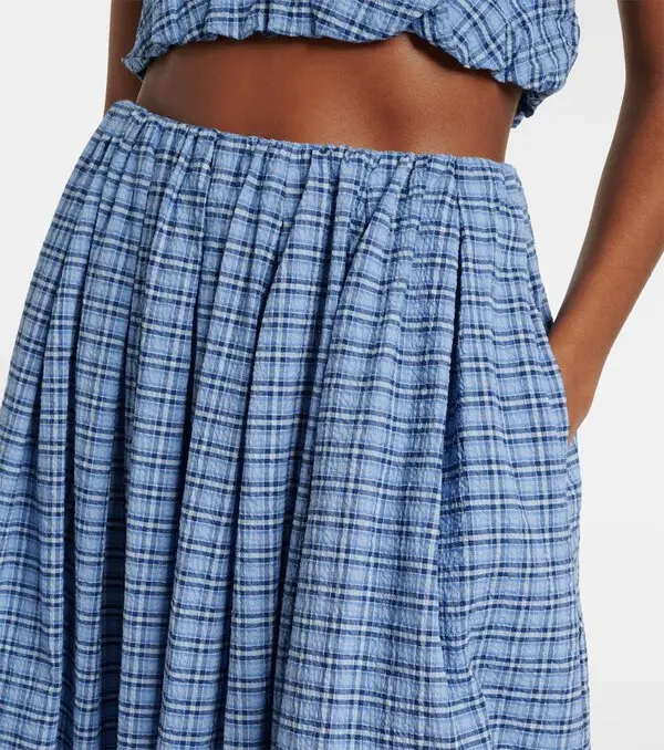 Faithfull The Brand Agora Checked Cotton Midi Skirt