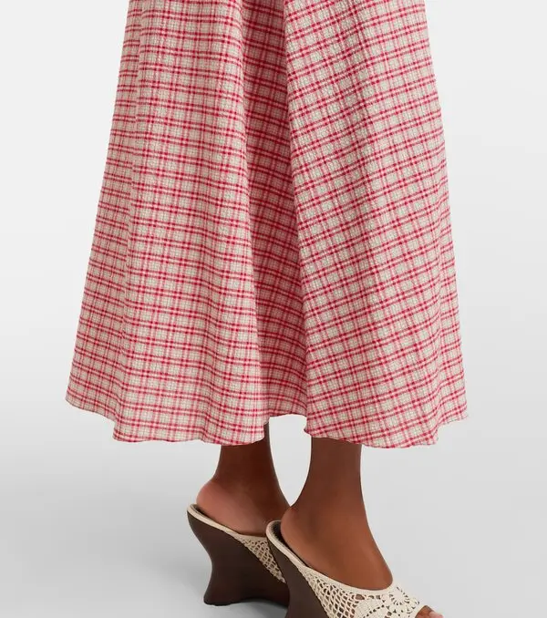 Faithfull The Brand Eudora Checked Cotton Midi Dress