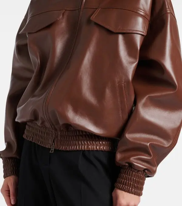 Balenciaga Cropped Oversized Leather Jacket
