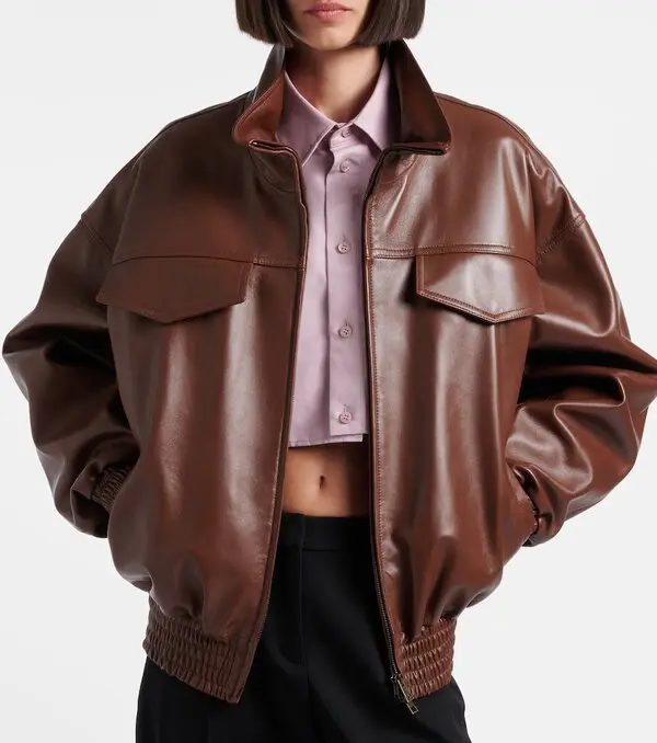 Balenciaga Cropped Oversized Leather Jacket