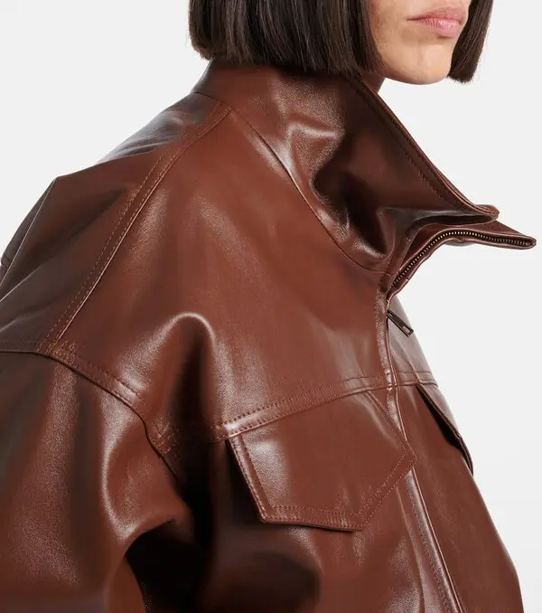 Balenciaga Cropped Oversized Leather Jacket