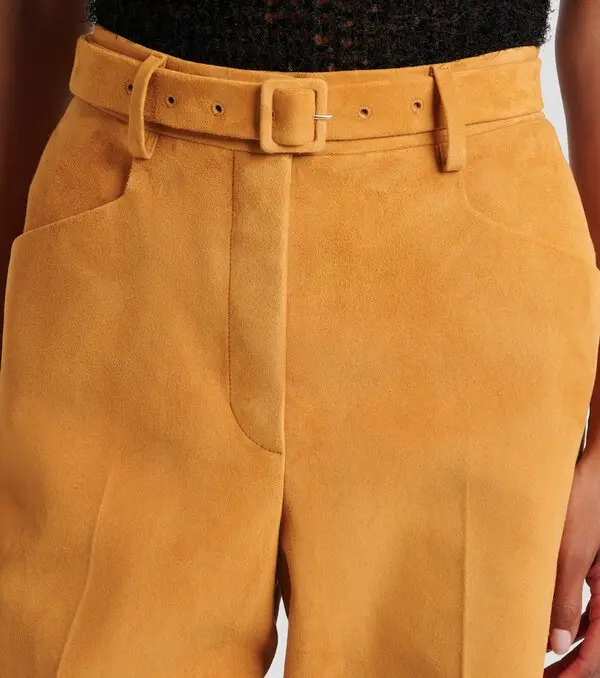 Gabriela Hearst Norman Belted Suede Wide-leg Trousers - Brown