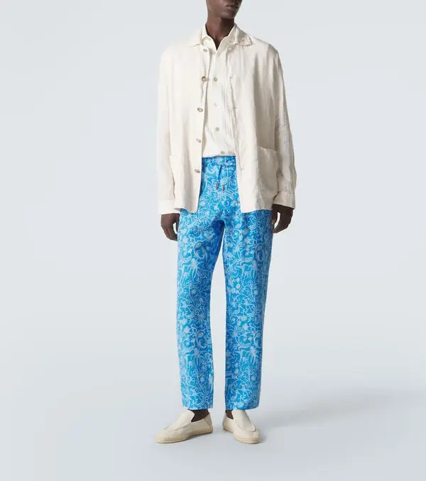 Kiton Printed Linen Pants