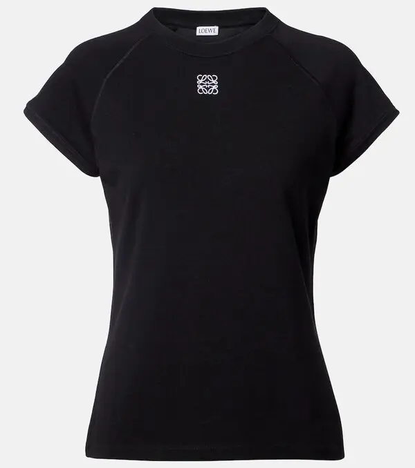 Loewe Anagram Embroidered Cotton-blend T-shirt - Black