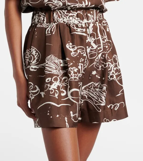 Asceno Printed Silk Twill Shorts