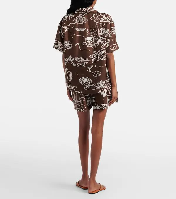 Asceno Printed Silk Twill Shorts