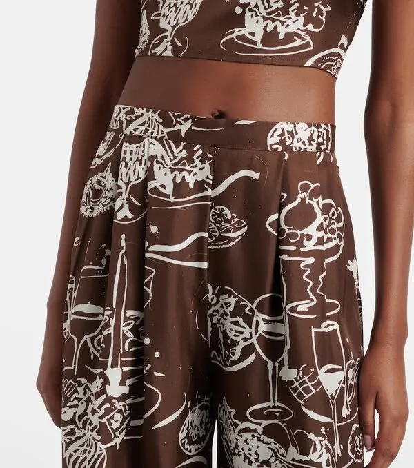 Asceno Isola Printed Silk Twill Wide-leg Pants