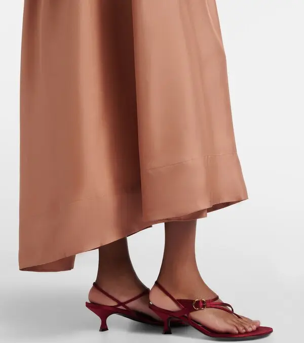 Asceno Heather Pleated Silk Twill Maxi Dress