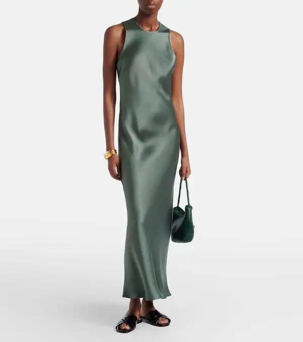 Asceno Tallin Silk Maxi Dress - Green