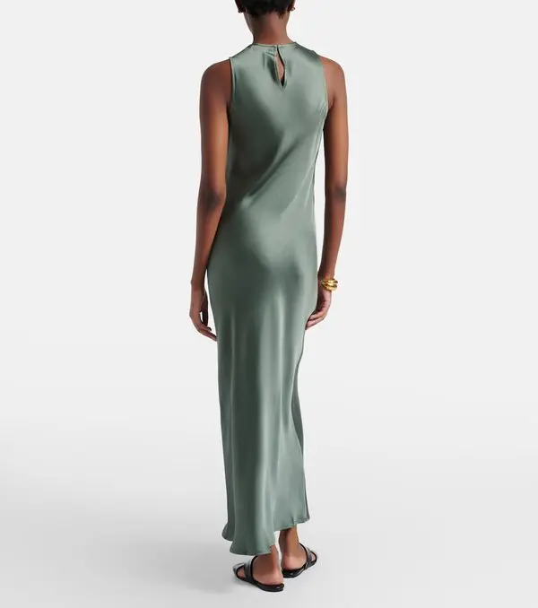 Asceno Tallin Silk Maxi Dress - Green