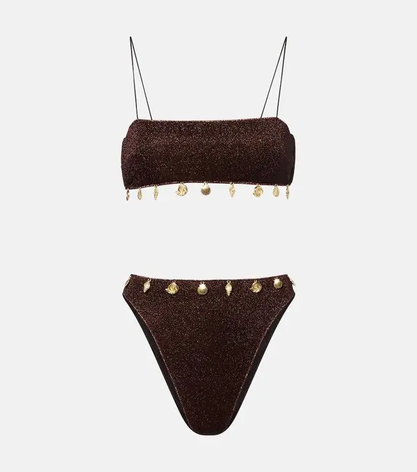 Oseree Lumiere Embellished Bikini - Brown