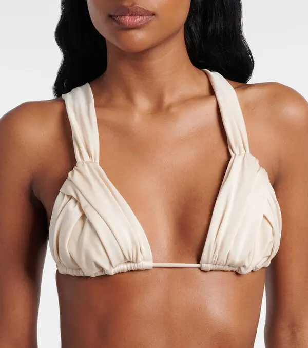 BANANHOT Iris Draped Bikini Top - Beige