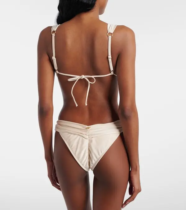 BANANHOT Iris Draped Bikini Top - Beige