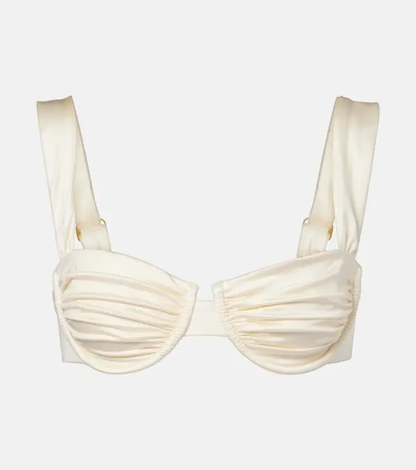 MONTCE Bella Ruched Bikini Top - White