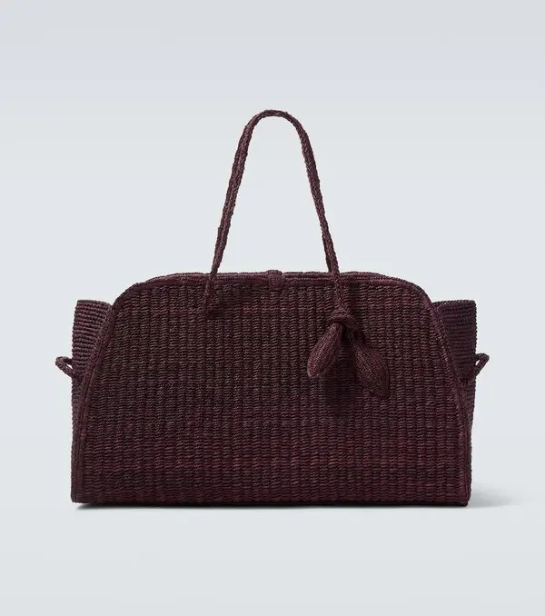 Jacquemus Turismo Large Raffia Shopper - Burgundy