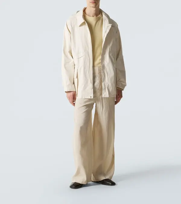 LEMAIRE Hooded Coated Linen-blend Raincoat - Beige