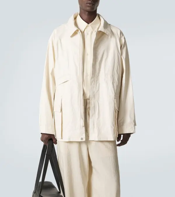 LEMAIRE Hooded Coated Linen-blend Raincoat - Beige