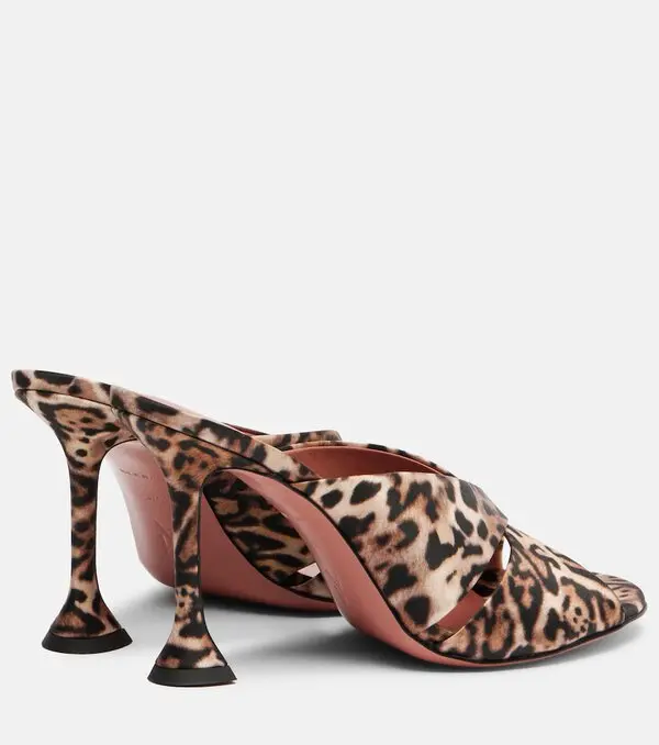 Amina Muaddi Salma Leopard-print Satin Mules - Brown