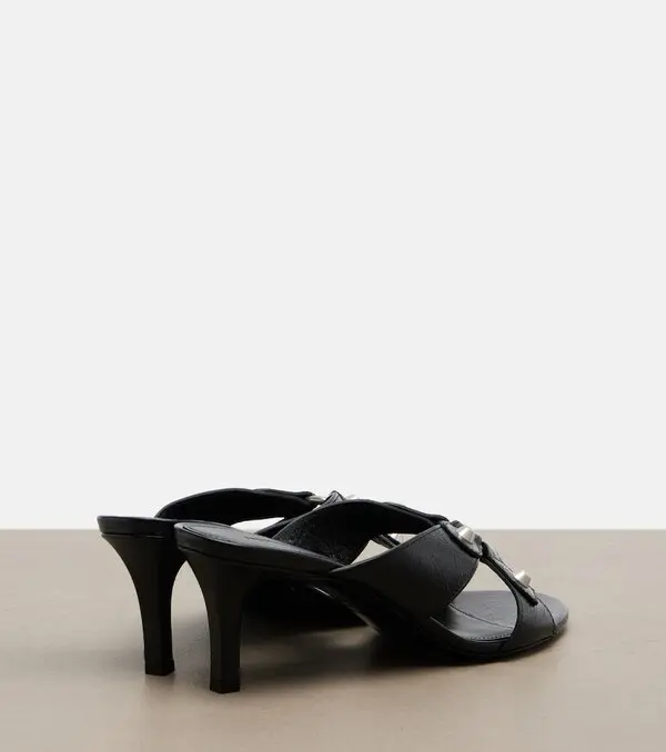 Balenciaga Cagole Leather Mules - Black