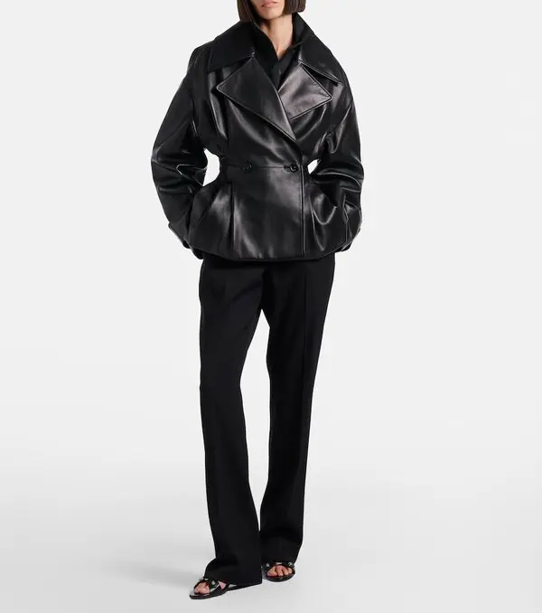 Balenciaga Cagole Leather Mules - Black