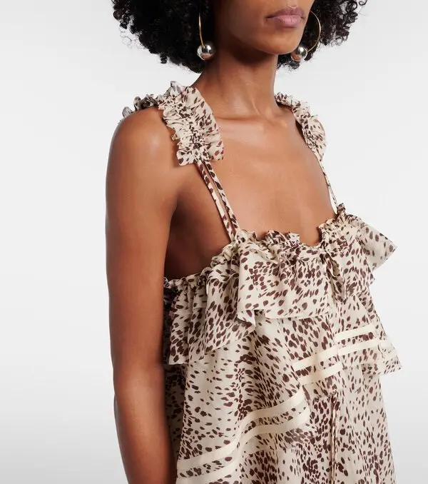 Attico Leopard-print Ruffled Cotton Minidress