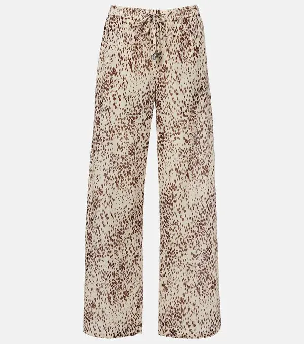 Attico Leopard-print Wide-leg Cotton Pants - Brown