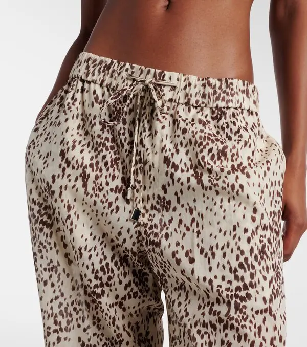 Attico Leopard-print Wide-leg Cotton Pants