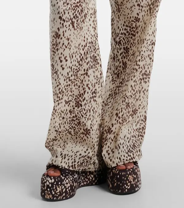 Attico Leopard-print Wide-leg Cotton Pants