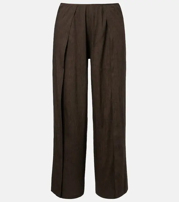 Proenza Schouler Calla Linen-blend Wide-leg Pants - Brown