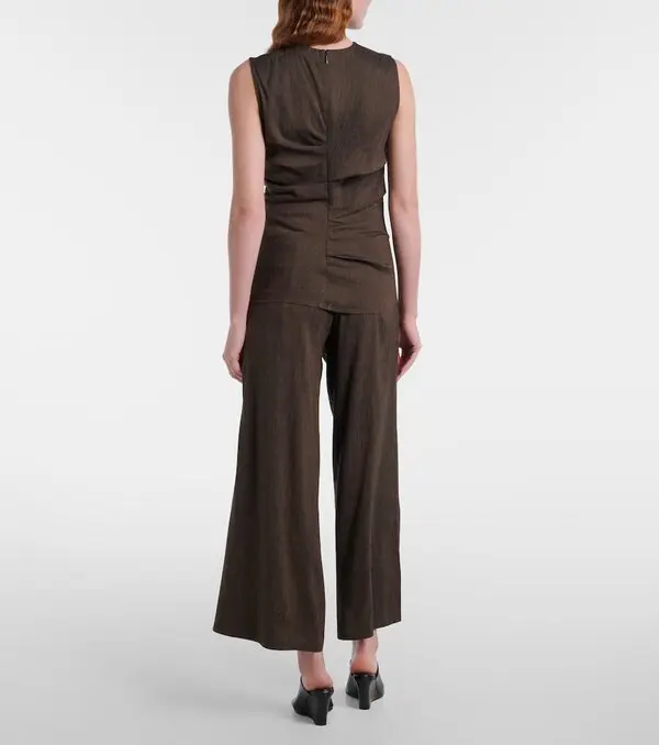 Proenza Schouler Calla Linen-blend Wide-leg Pants - Brown