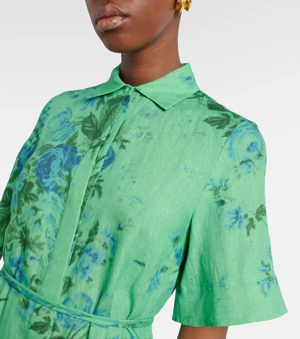 Erdem Floral Linen Shirt Dress