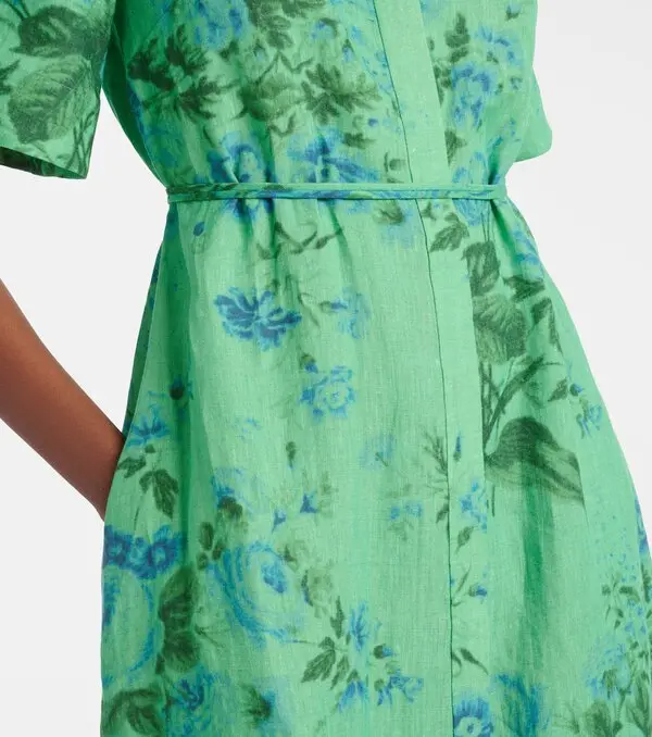 Erdem Floral Linen Shirt Dress