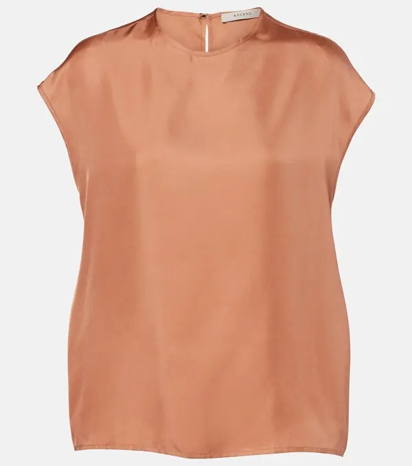Asceno Dasha Silk Twill Top - Brown
