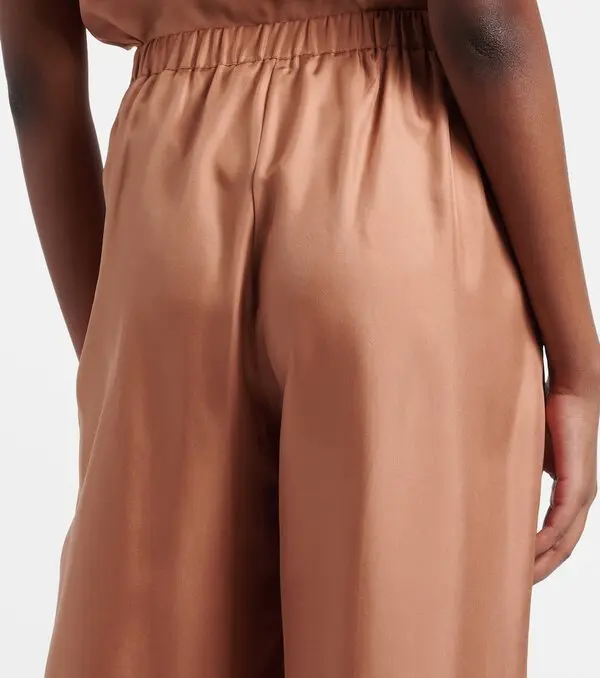 Asceno Isola Pleated Silk Twill Wide-leg Pants