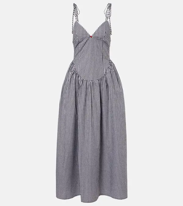 BANANHOT Paloma Gingham Cotton Poplin Maxi Dress - Black