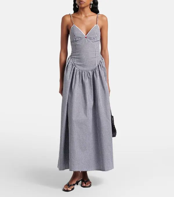 BANANHOT Paloma Gingham Cotton Poplin Maxi Dress