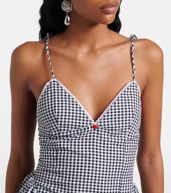BANANHOT Paloma Gingham Cotton Poplin Maxi Dress