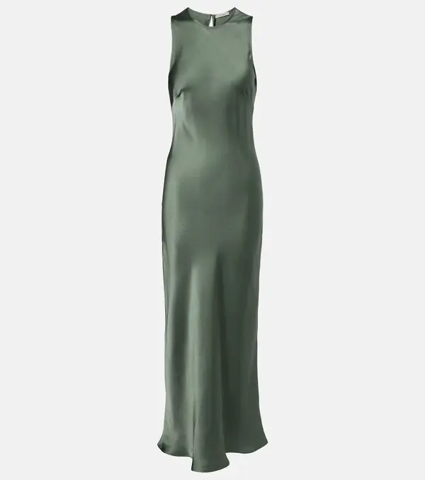 Asceno Tallin Silk Maxi Dress - Green