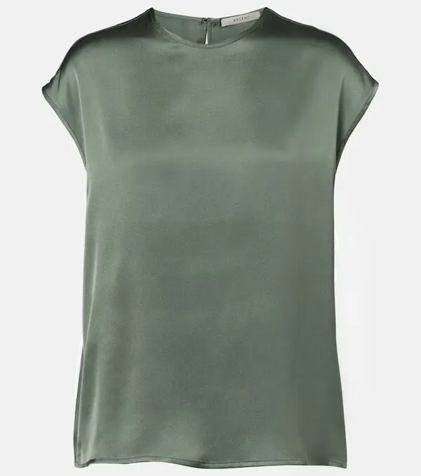 Asceno Dasha Silk Twill Top - Green